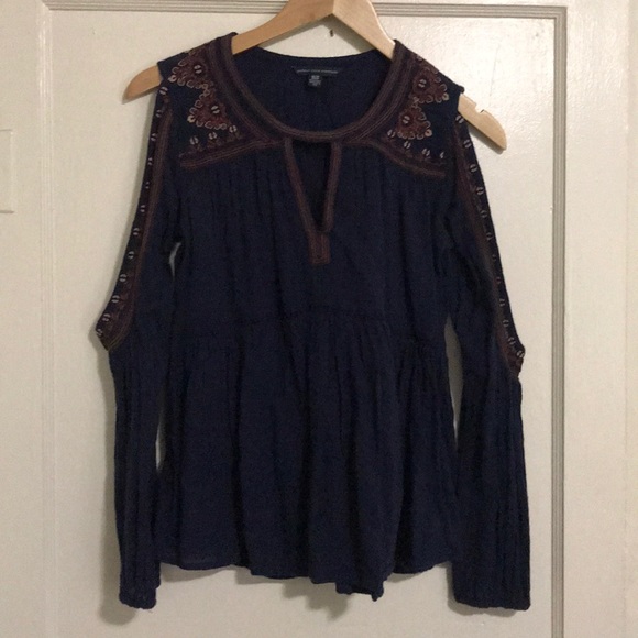 American Eagle Outfitters | Tops | Ae Cold Shoulder Embroidery Top ...